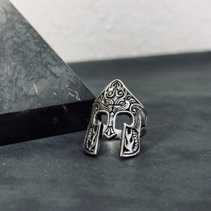 Helm Ring,925k Oxidized Helmet Ring,warrior Helm Ring,engraved Warrior Ring - Etsy