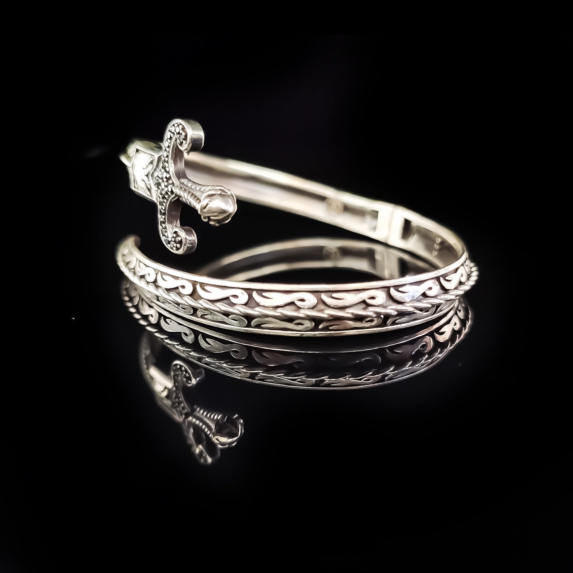 Sterling Silver Sword Bracelet: Blackstone Warrior Cuff - Etsy