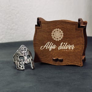 Helm Ring,925k Oxidized Helmet Ring,warrior Helm Ring,engraved Warrior ...