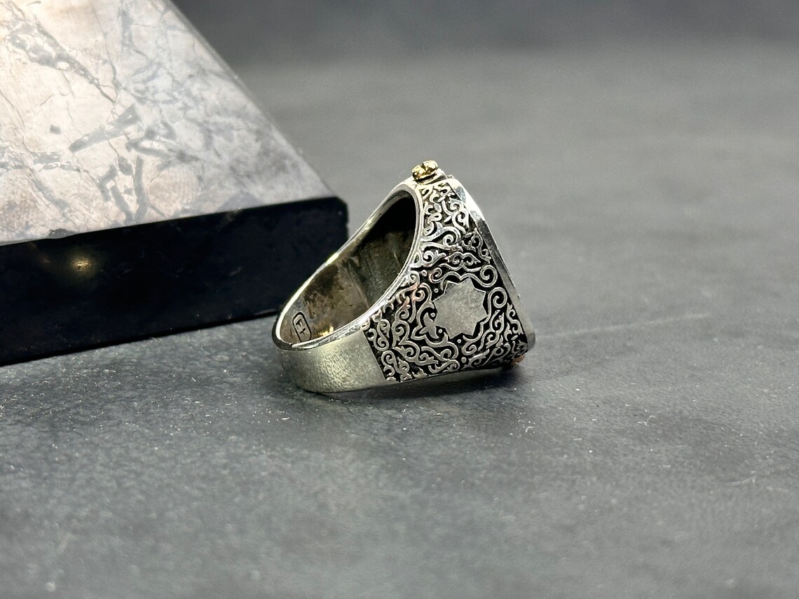 Sterling Silver Changeable Ring: Onyx & Star of David, Trendy Men's ...