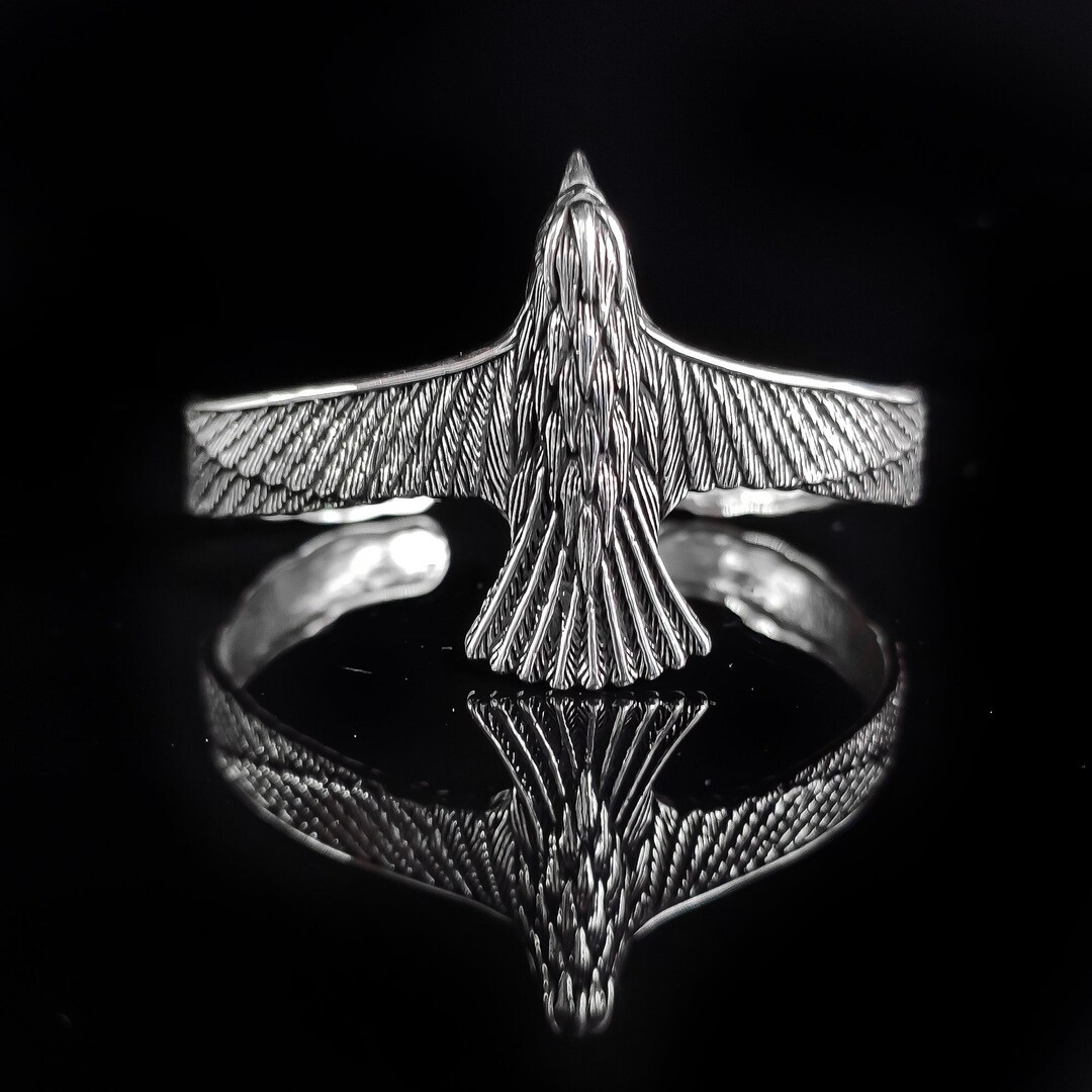 Falcon Sterling Silver Bracelet, Eagle Engraved With Sapphire (men's ...