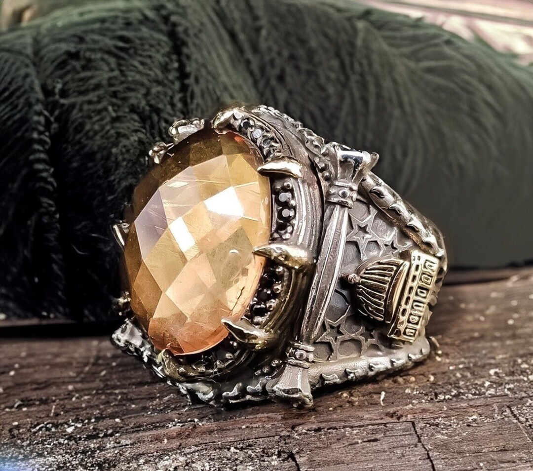 Sultanit Gemstone Mosque Embriodered Silver Ring,925 Sterling Silver ...