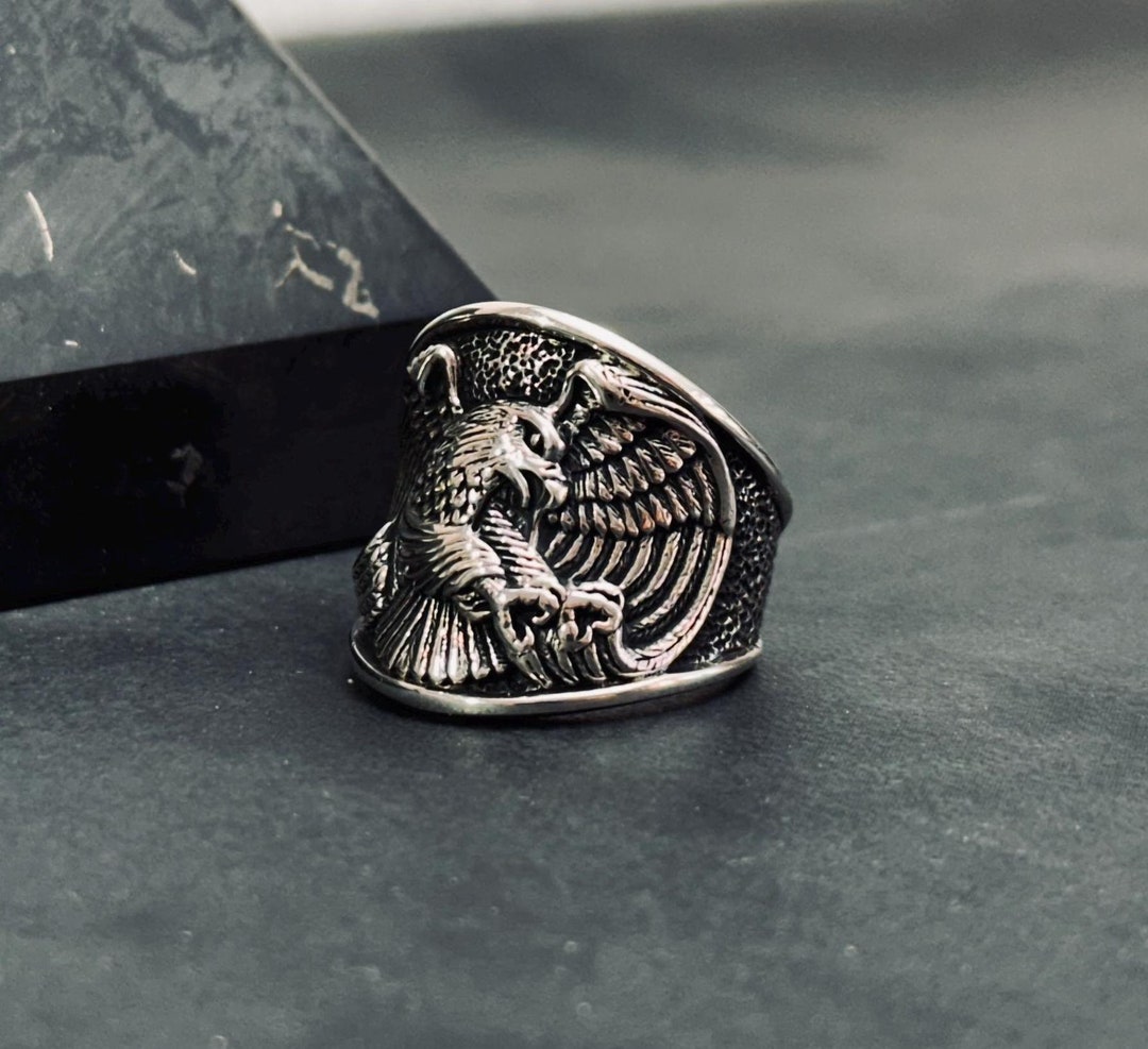 Stunning 925 Sterling Silver Thumb Ring With Eagle,adjustable Design ...