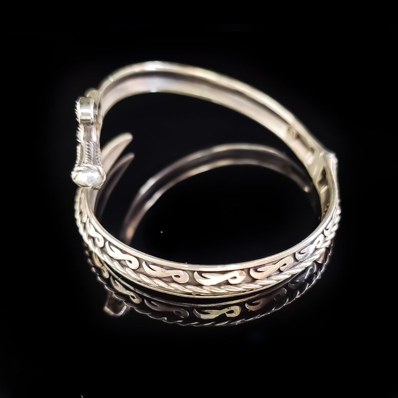 Silver Sword Bracelet With Blackstone925 Sterling Silver Cuff - Etsy