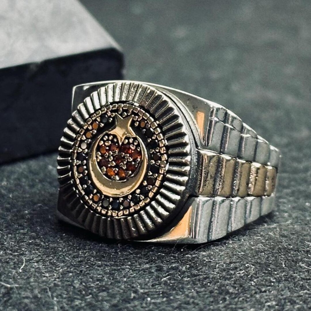 Men's Moon & Star Ring - Geometric Sterling Silver Statement - Etsy