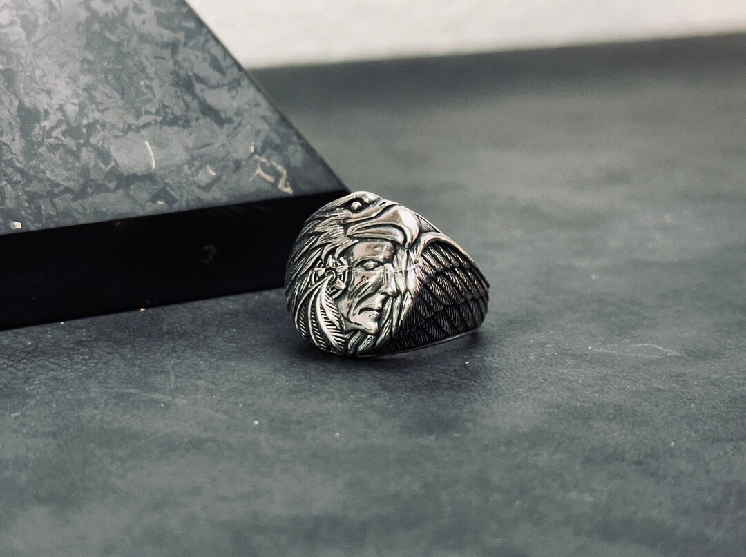 Engraved Chief Ring: Native American Style (sterling Silver, Handmade ...