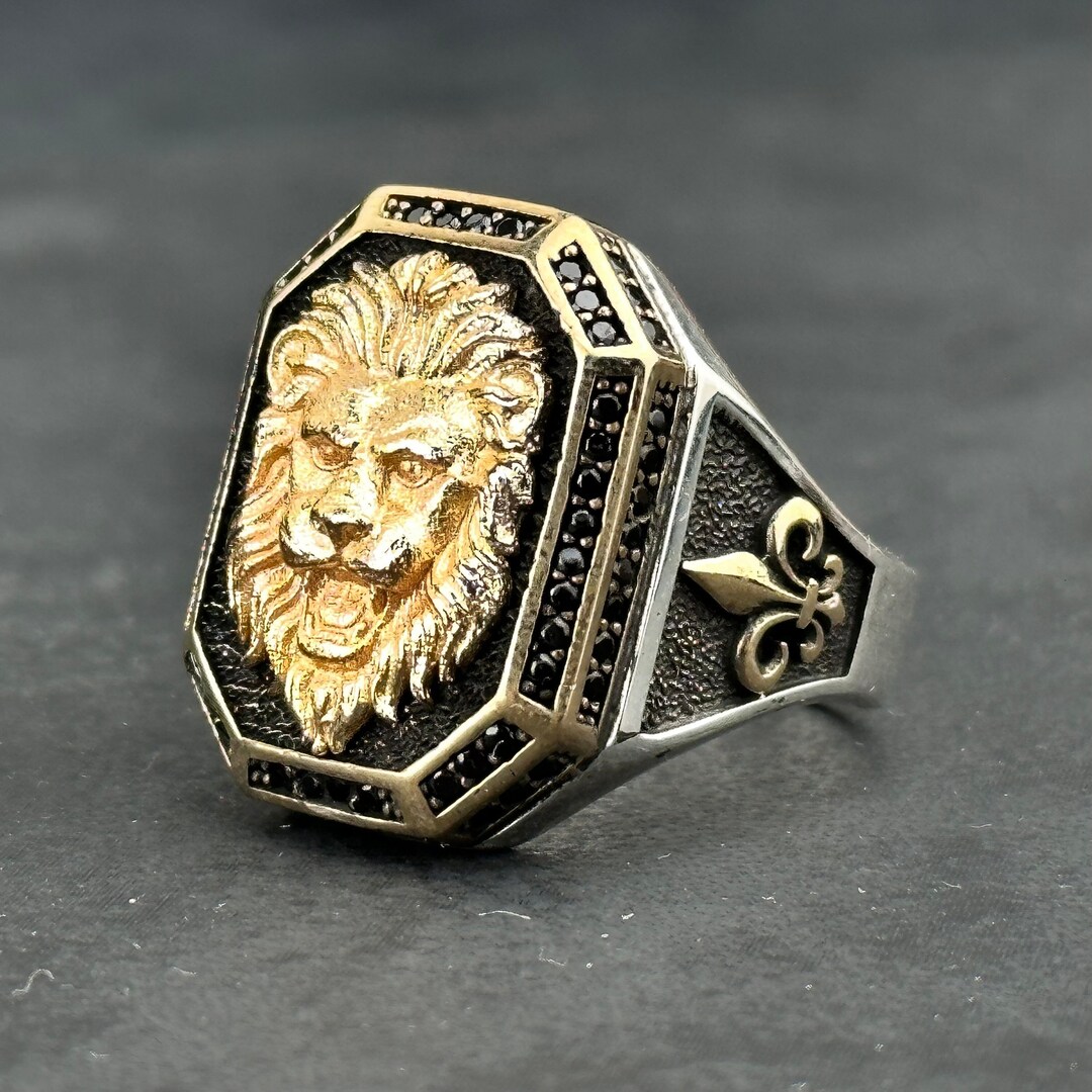 Leo Zodiac Ring,silver Lion Head Ring,zodiac Leo Silver Sterling Ring ...