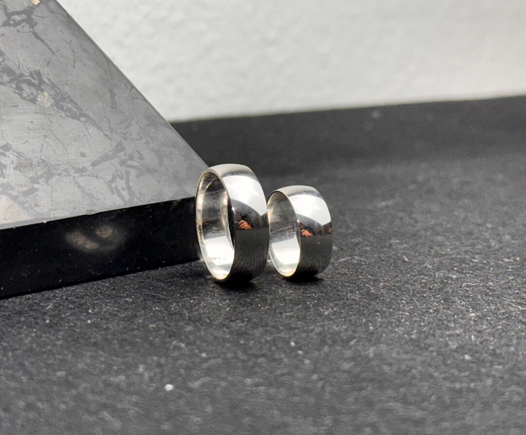 Silver Flat Couple Ring - Couple Ring Set - Personalized Rings for ...