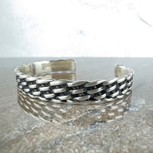 Silver Heavy Cuff,sterling Silver Mens Bandle,silver Think Engraved ...