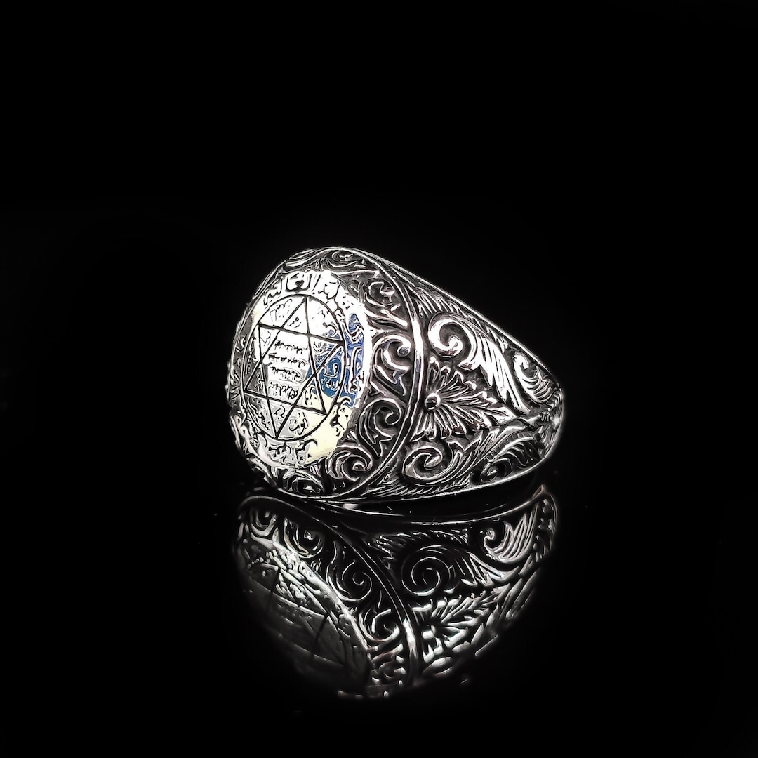 Engraved Handmade Seal of Solomon Design Ring,925 Sterling Silver Ring ...