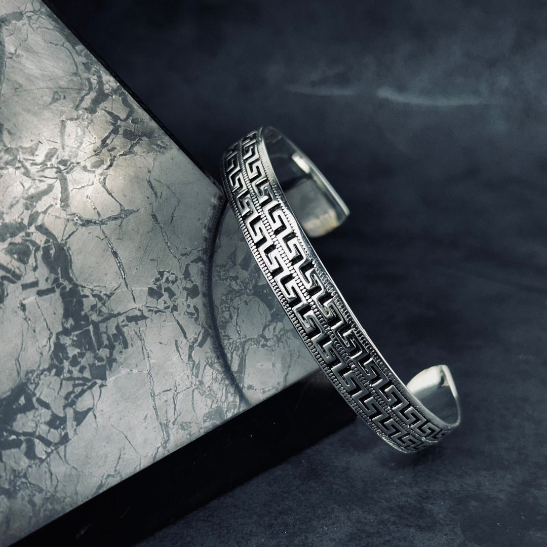 Silver Greek Bracelet,925k Sterling Silver Handmade Grek Bracelet Cuff ...