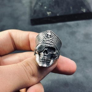 Pirate Skull Ring,sterling Silver Pirate Ring,captain Ring for Men,huge ...