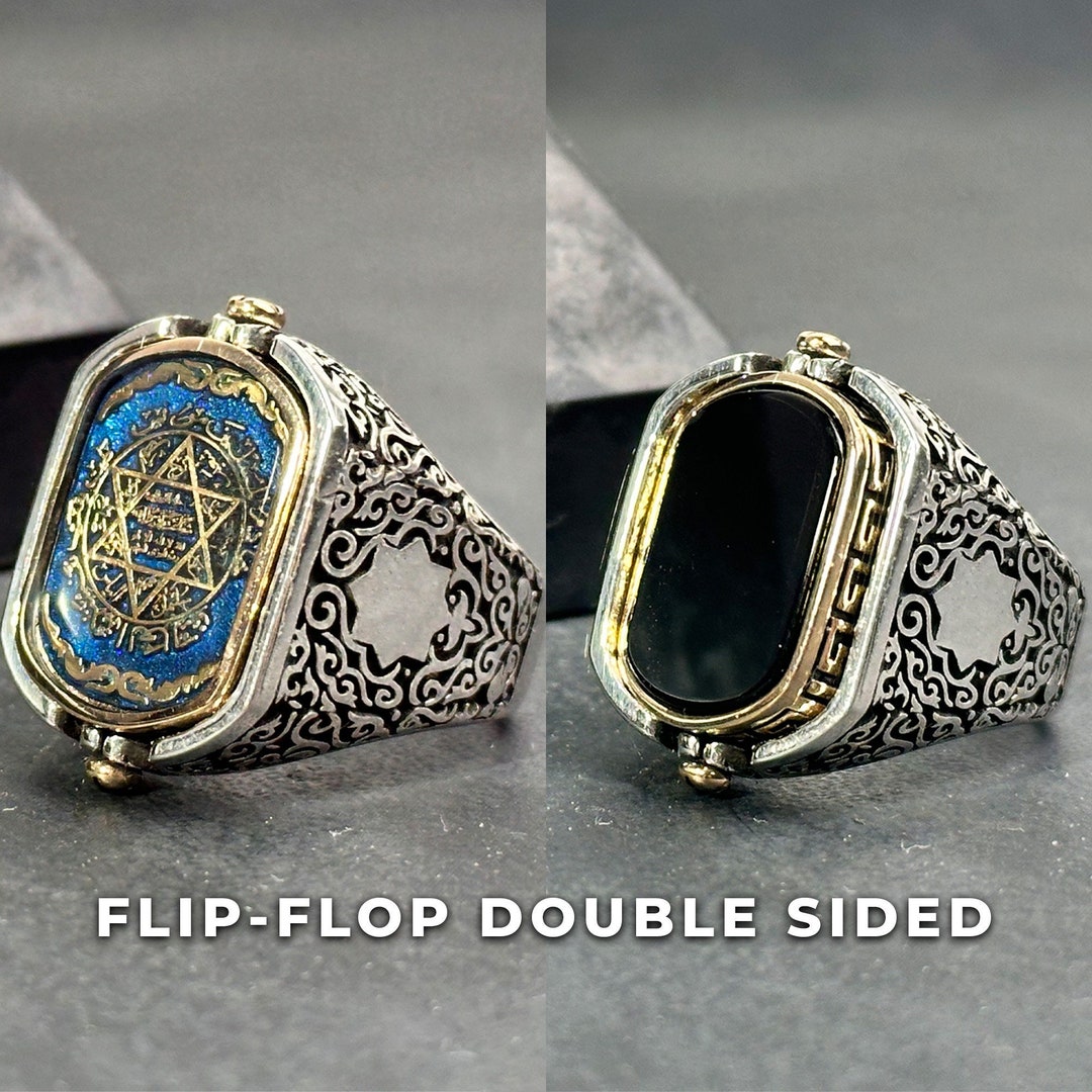 Sterling Silver Changeable Ring: Onyx & Star of David, Trendy Men's ...