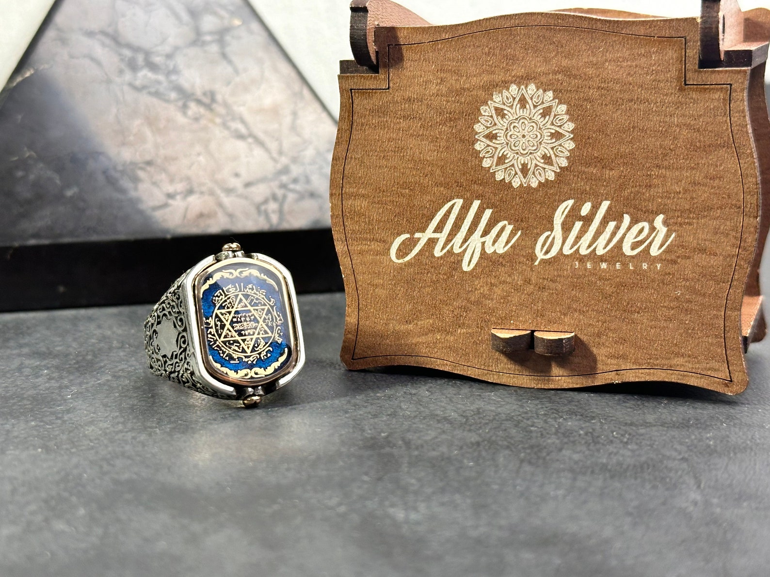 Sterling Silver Changeable Ring: Onyx & Star of David, Trendy Men's ...