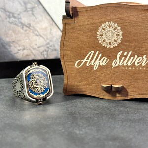 Sterling Silver Changeable Ring: Onyx & Star of David, Trendy Men's ...