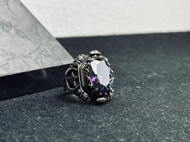 Mystic Topaz Ring: Men's Turkish Sterling Silver (ottoman Design) - Etsy