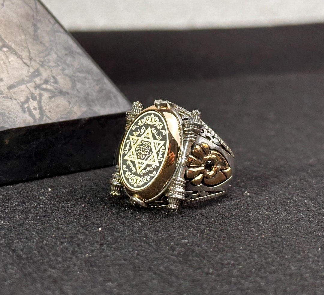 Oval Seal of Solomon Ring,solomon King Seal Signet Ring,handmade Silver ...