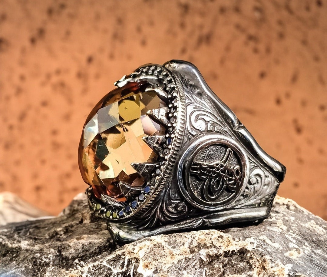 Sultanit Gemstone Mens Ring: Handmade 925 Sterling Silver - Etsy