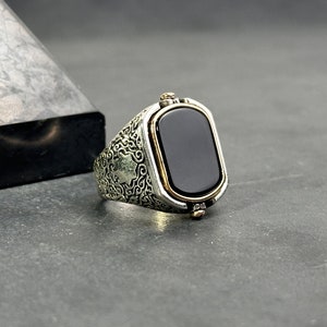 Sterling Silver Changeable Ring: Onyx & Star of David, Trendy Men's ...