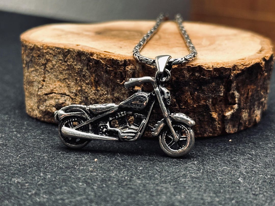 Infinity Motorcycle Necklace, Sterling Silver Biker Pendant, Motorcycle ...