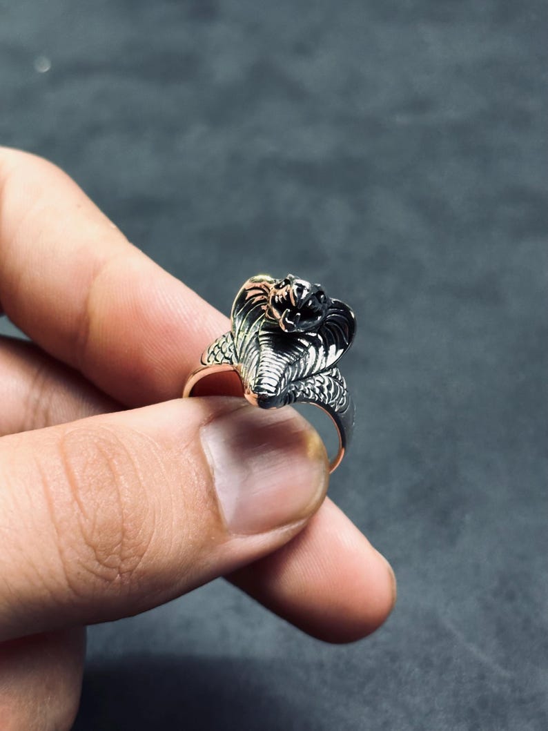 Sterling Silver King Cobra Ring, Snake Head Design (adjustable) - Etsy