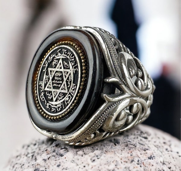 Solid Gold Seal of Solomon Ring King Solomon Ring for Muslim Women ...