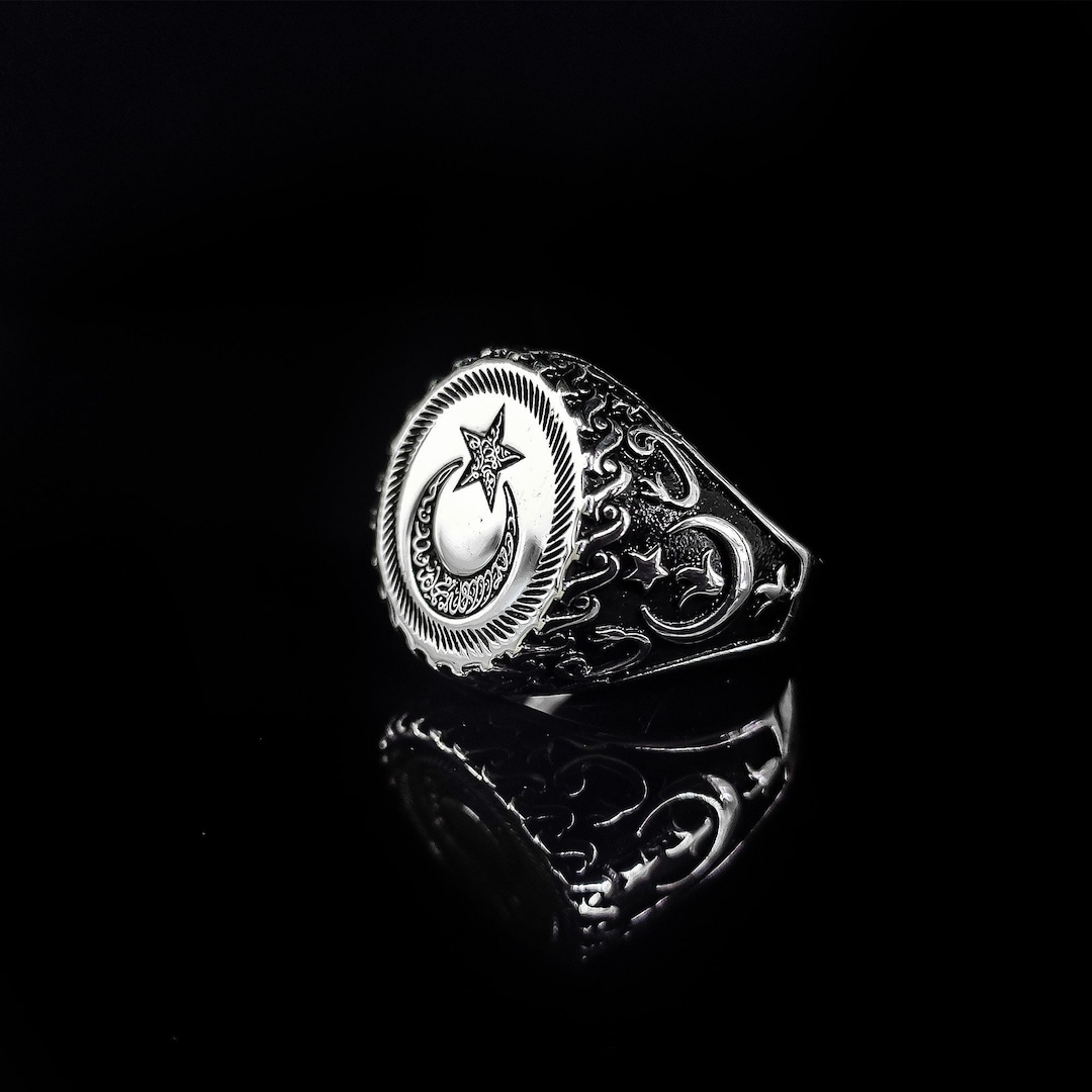 Handmade Sterling Silver Moon and Star Ring - Islamic Jewelry - Etsy