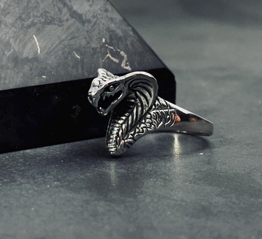Sterling Silver King Cobra Ring, Snake Head Design (adjustable) - Etsy