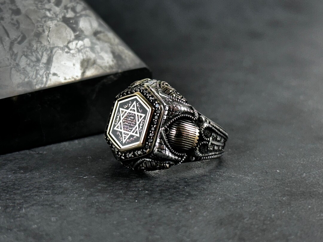 Solomon King Silver Ring - Elegant Minimal Detailed Design, Statement ...