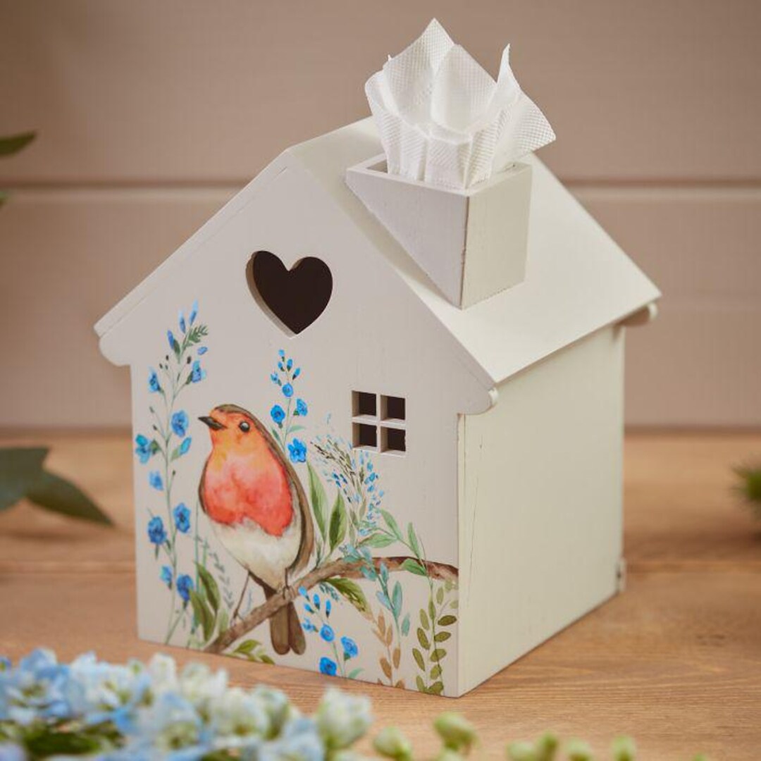 Robin Forget Me Not Tissue Wooden Box - Etsy