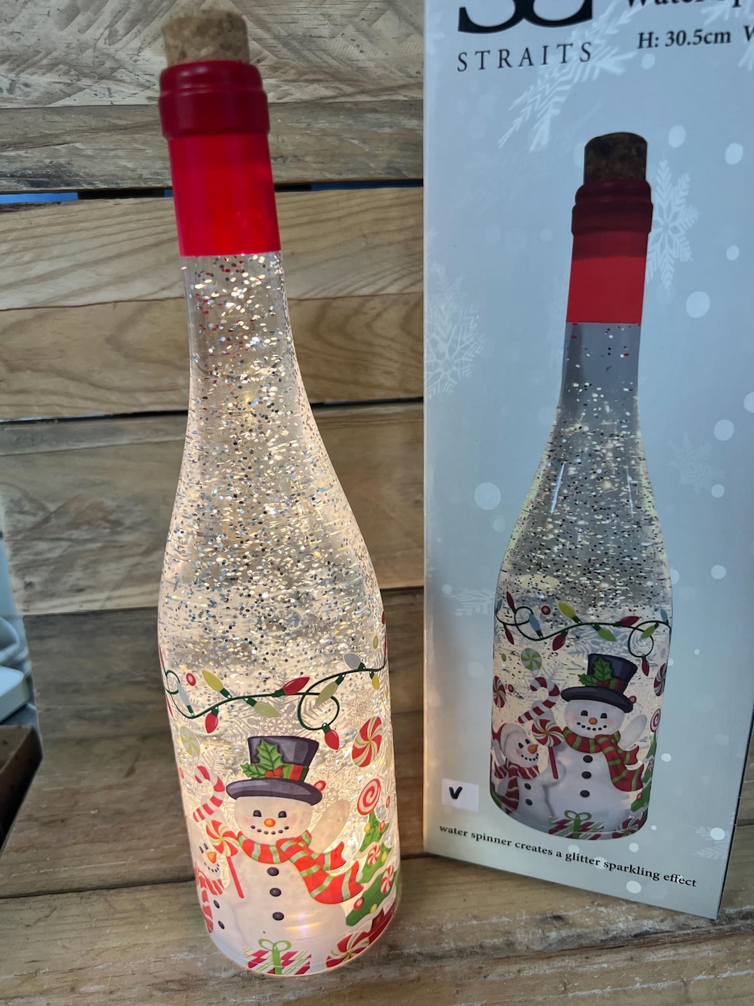 LED Christmas Snowman Glitter Water Bottle, 31cm, Gift Box - Etsy
