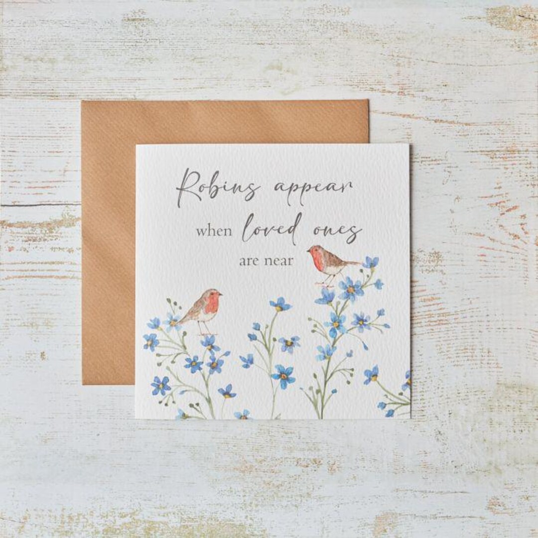 Robin Forget Me Not Sympathy Card Robins Appear When Love Ones Are Near ...