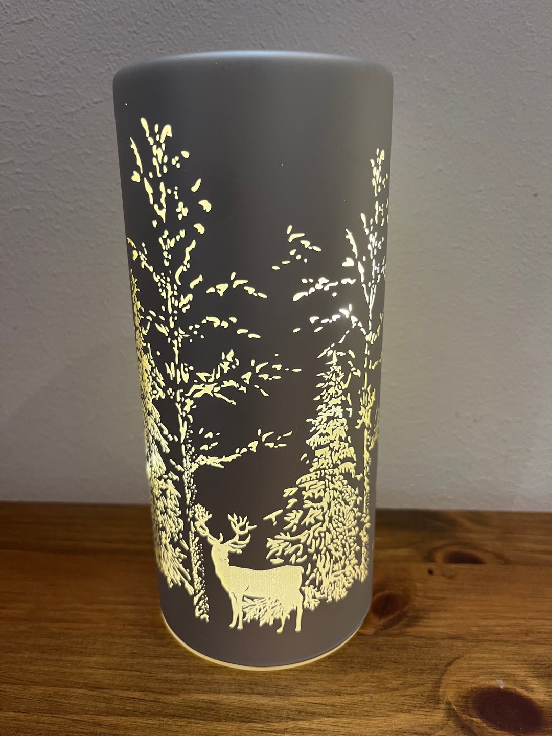 Christmas Gift LED Light up Cylinder Woodland Scene White 20cm - Etsy