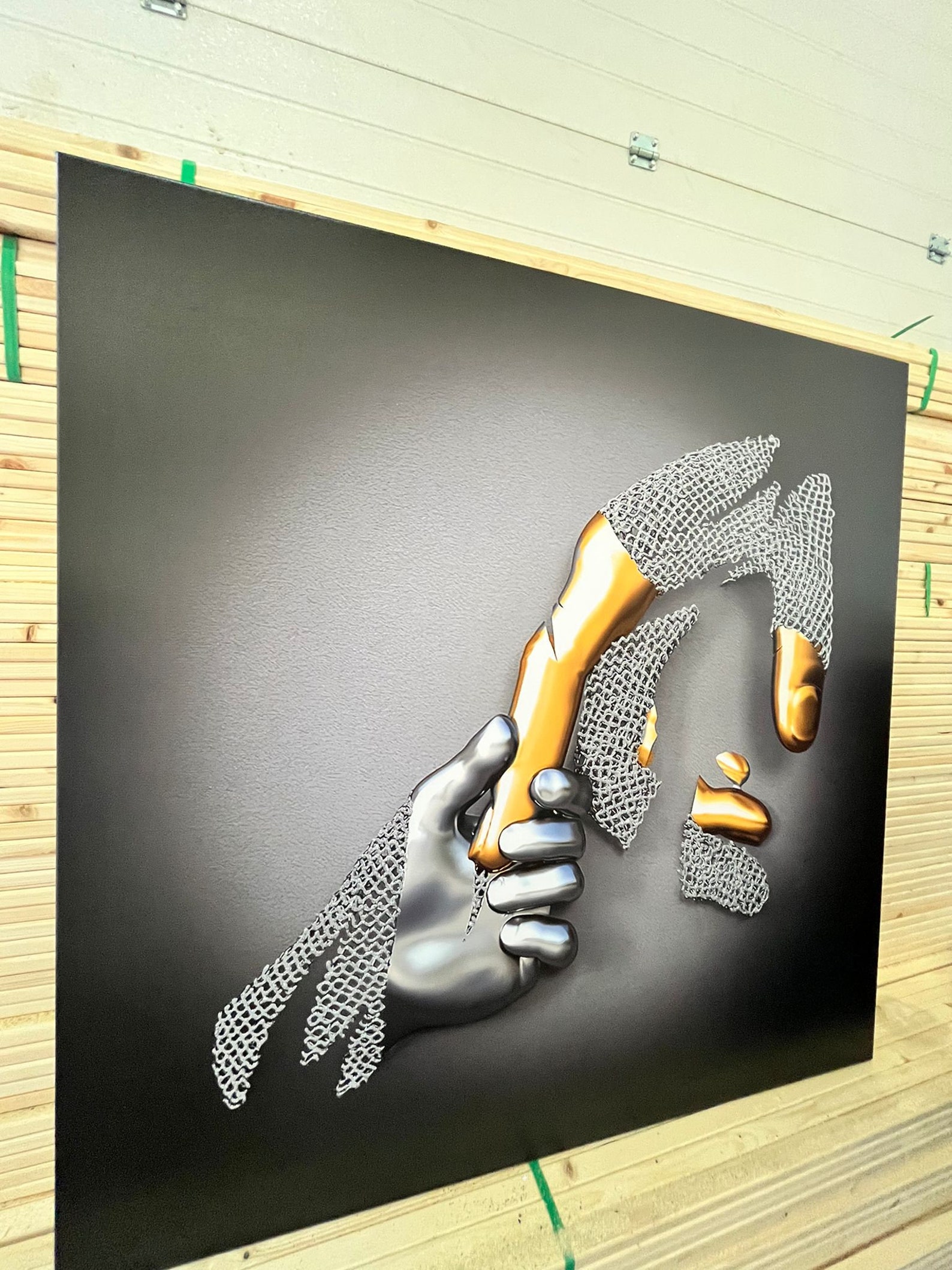 Hand Canvas Painting Silver Glitter Embroidered Wall Decor - Etsy