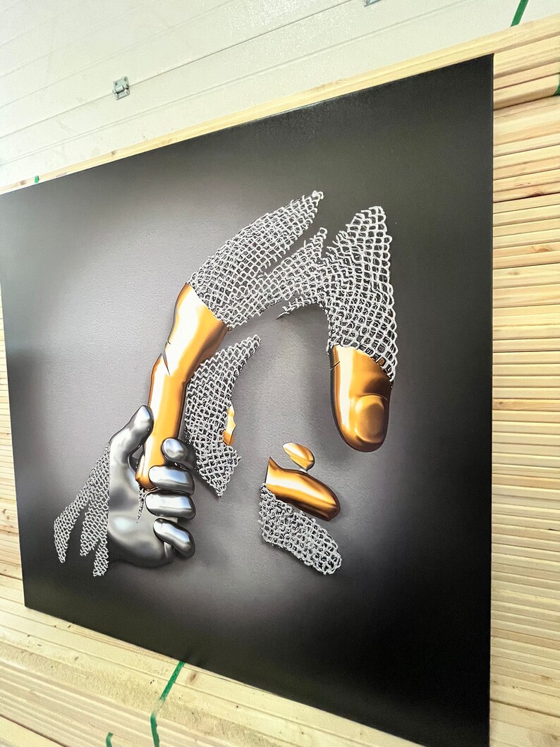 Hand Canvas Painting Silver Glitter Embroidered Wall Decor - Etsy