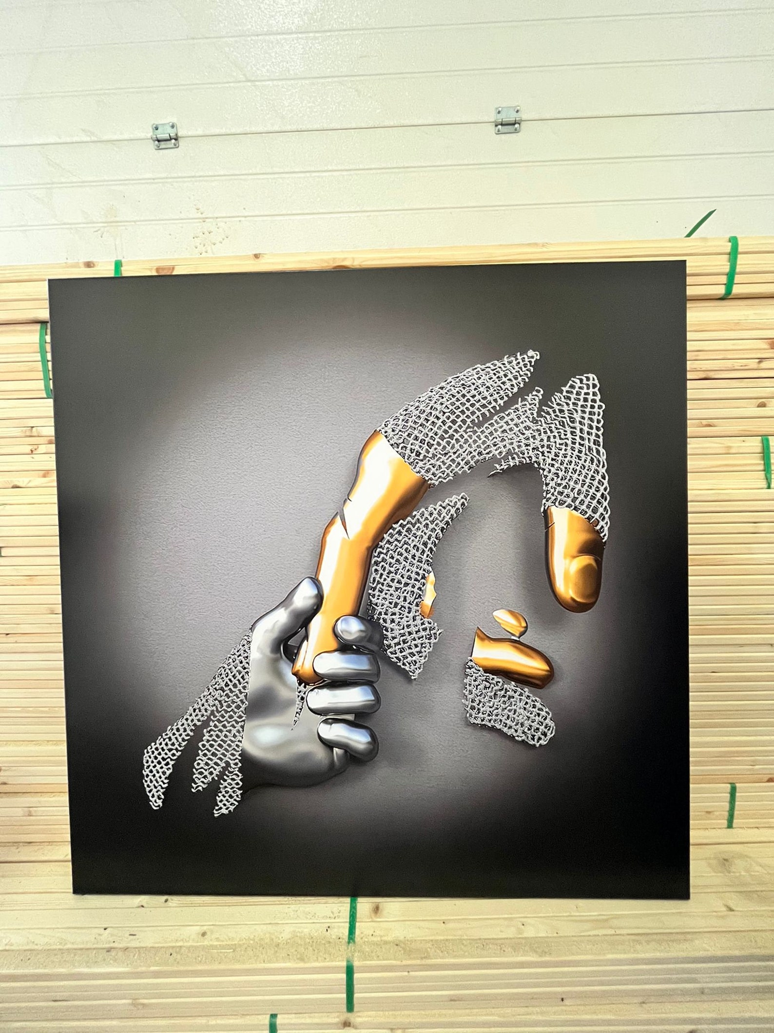 Hand Canvas Painting Silver Glitter Embroidered Wall Decor - Etsy