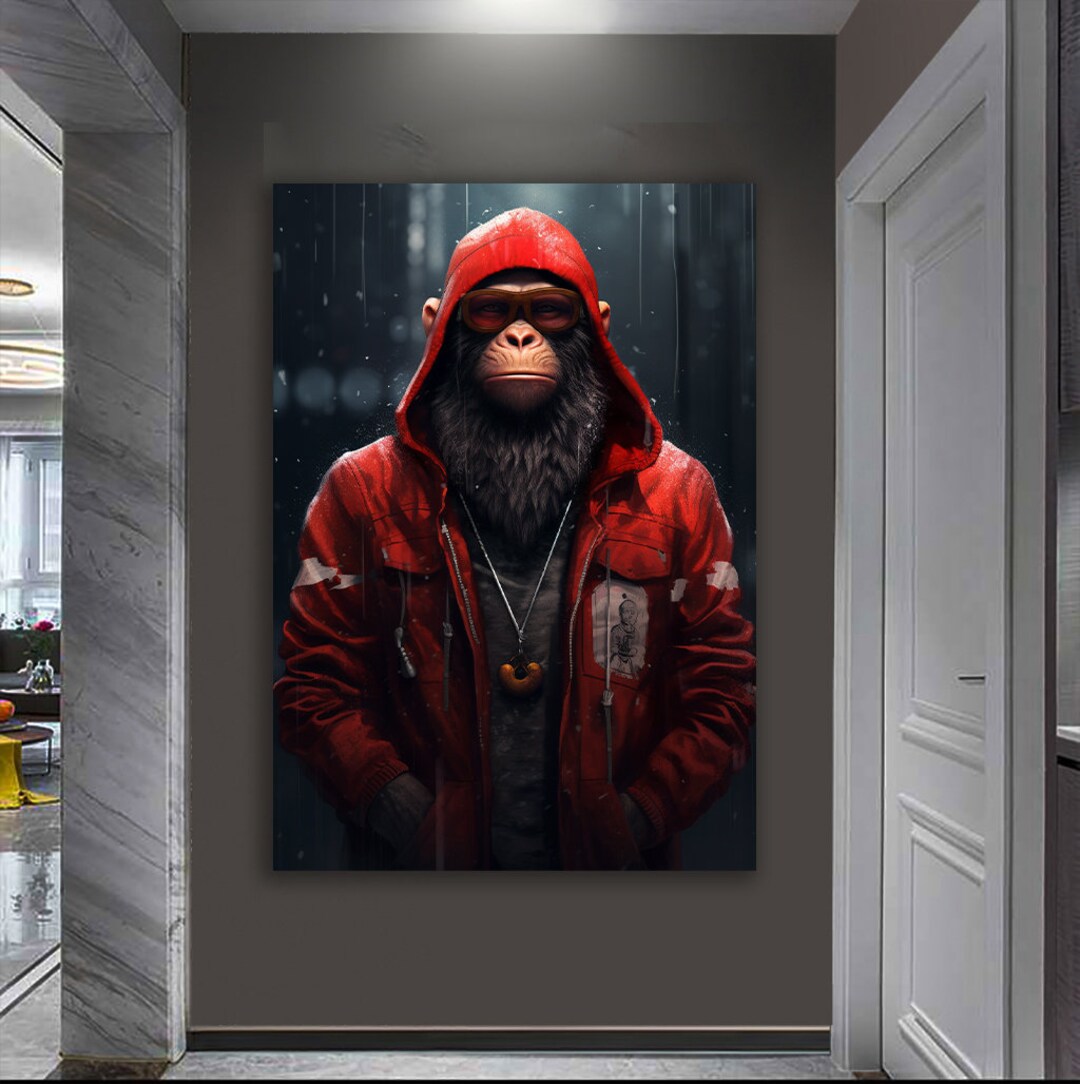 Monkey Canvas, Monkey Poster, Monkey Print, Turbaned Monkey Art ...