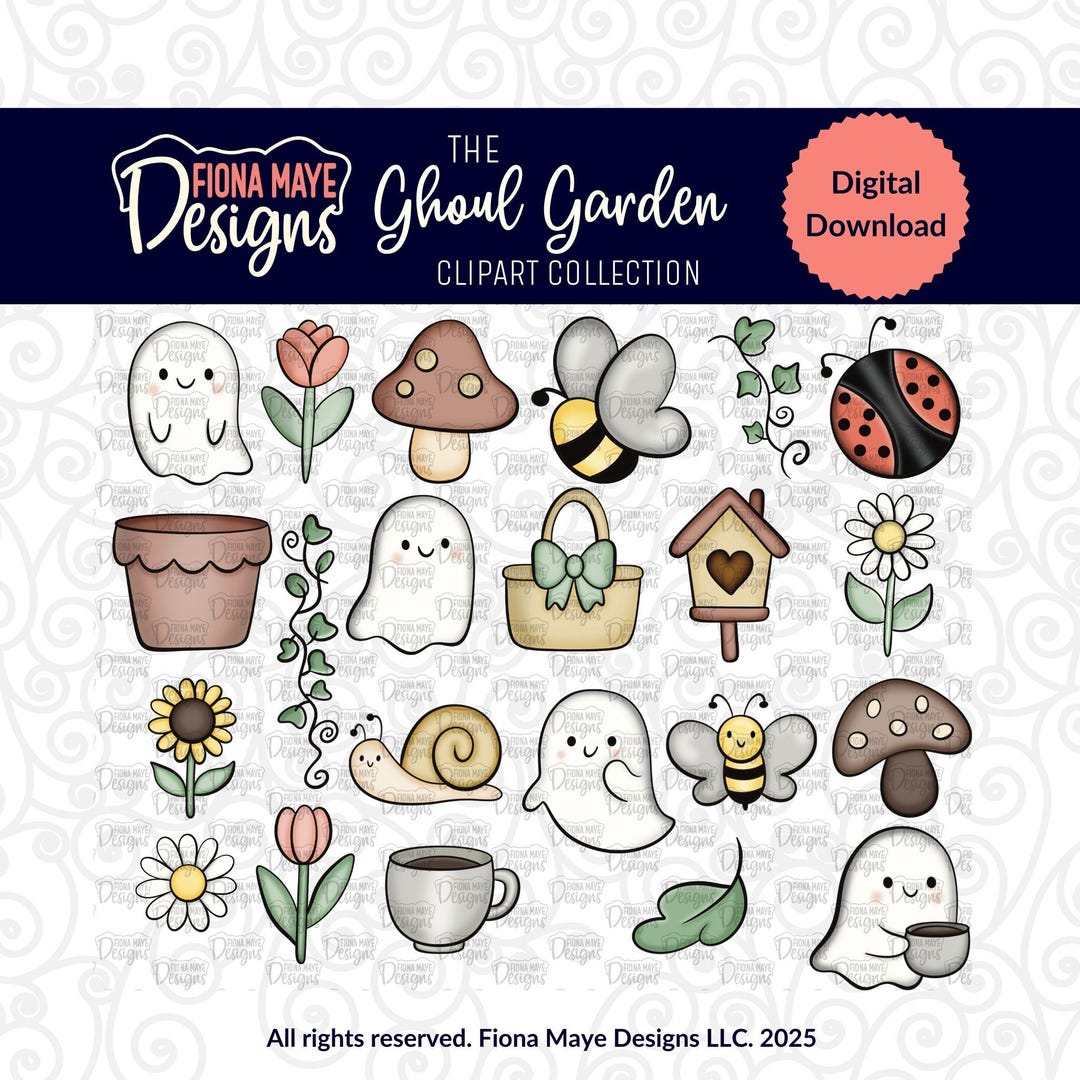 Spooky Spring Ghost Clipart | Floral Cottagecore Pngs | Hygge Garden ...