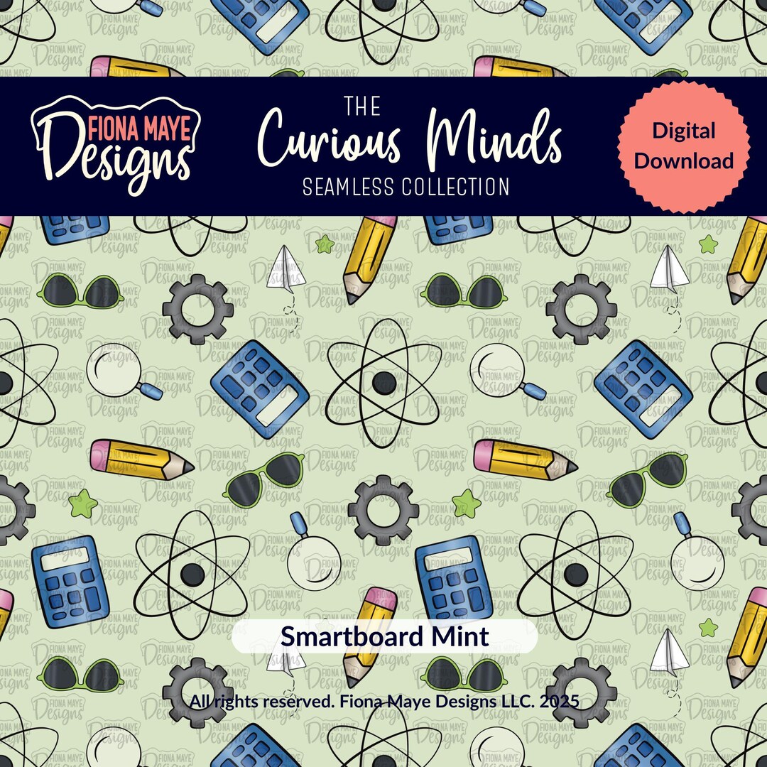 STEM Seamless Pattern: Hand Drawn Science Math Icons (PNG Digital ...