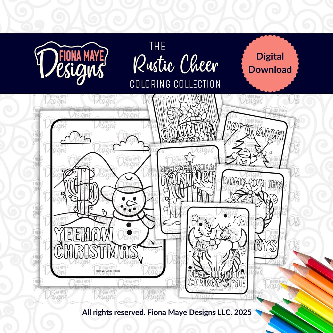 Country Christmas Coloring Pages - Cowboy Holiday Printables - Western ...