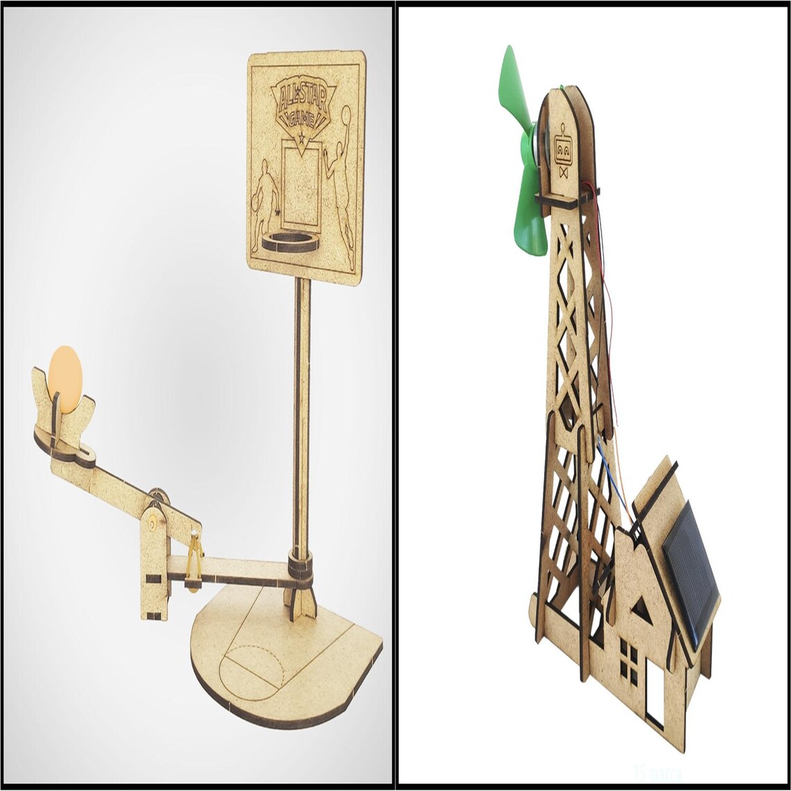 3D STEM DIY Kit: Basketball Hoop & Wind Panel Science Puzzle - Etsy