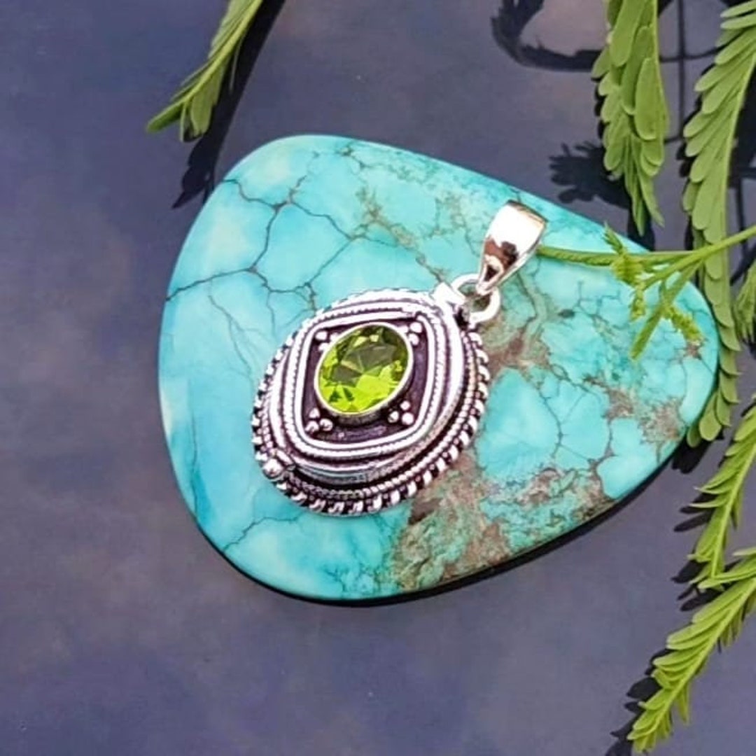 Natural Peridot Box Pendant, Handmade 925 Sterling Silver Secret ...