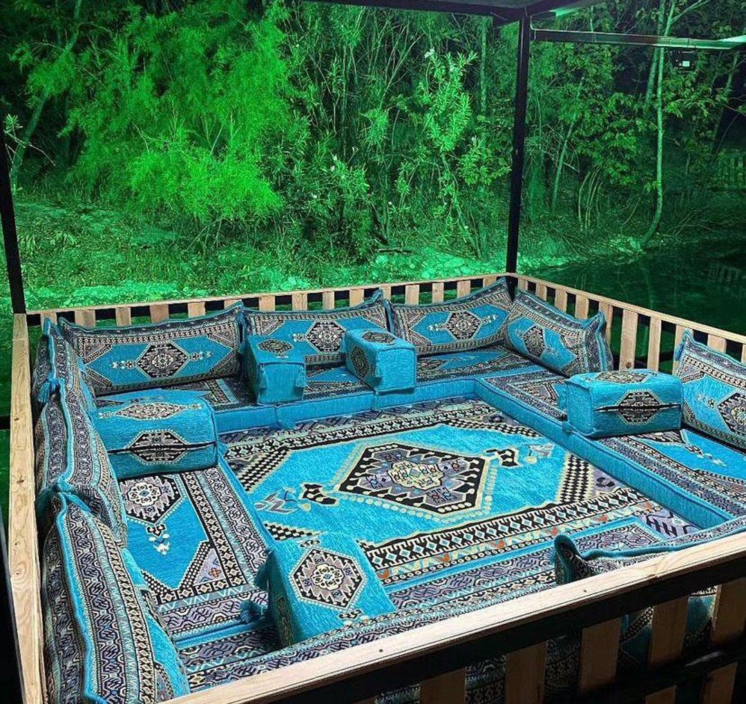 Moroccan Floor Sofa Set: Authentic Majlis Seating, Kilim Fabric - Etsy