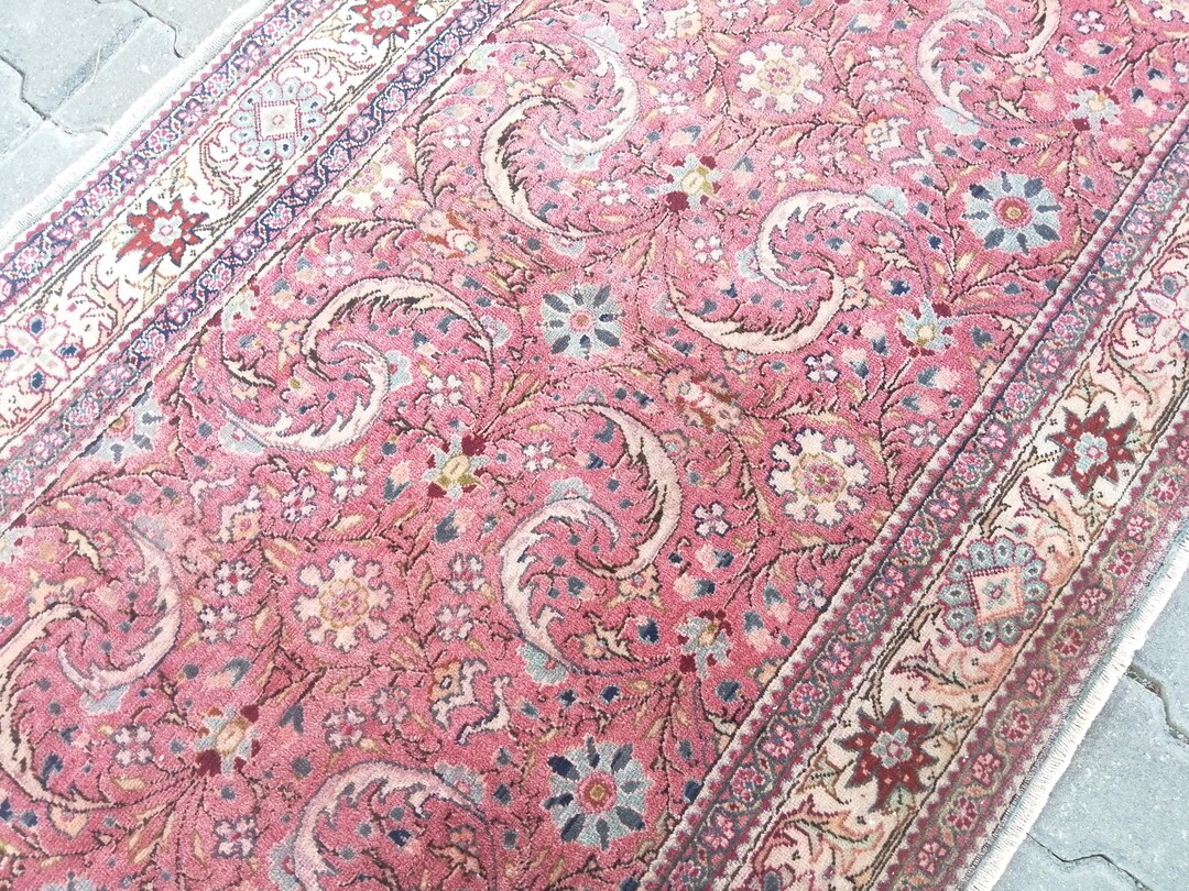 4x7 Rug Pink Vintage Rug Persian Rug Persian Pink Rug Turkish Rug Wool ...