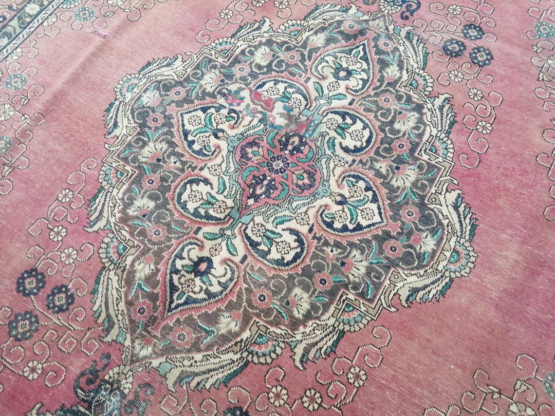 Persian Large Rug - Antique Rug - Area Rug- Pink Vintage Rug- Turkish ...