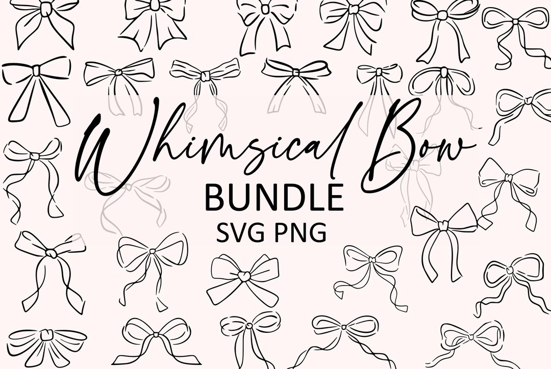 Whimsical Bows Clipart, Wavy Squiggle Bow, Hand-drawn Wedding Clipart ...