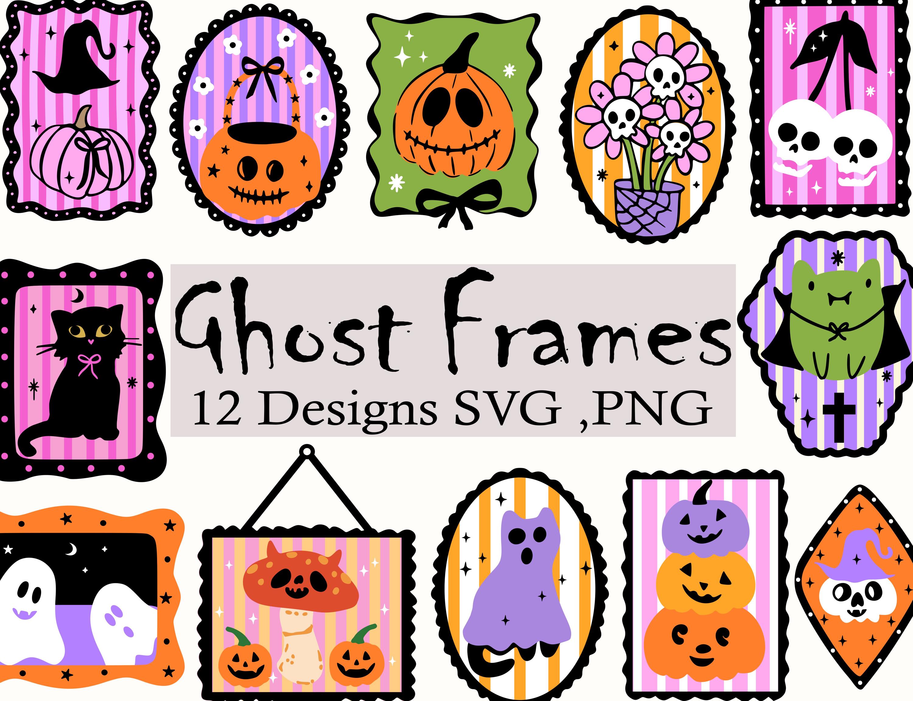 Pastel Ghost Frames Clipart Set,halloween Ghost PNG, Cute Ghost Svg ...