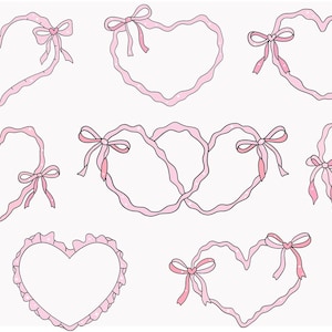 Whimsical Frames & Bows Clipart, Wavy Squiggle Heart Frame, Hand-drawn ...