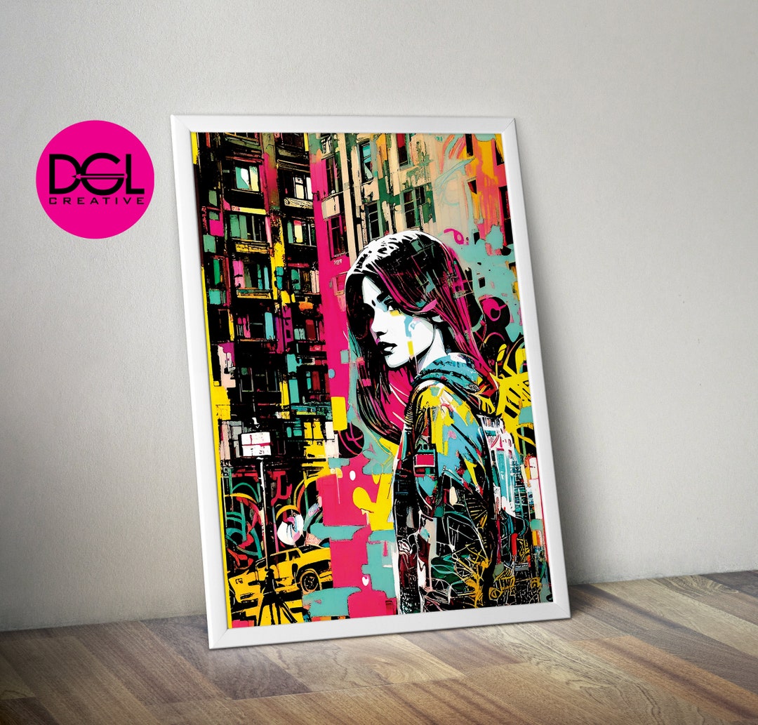 Urban City Girl Modern Pop Art Print Poster - Etsy