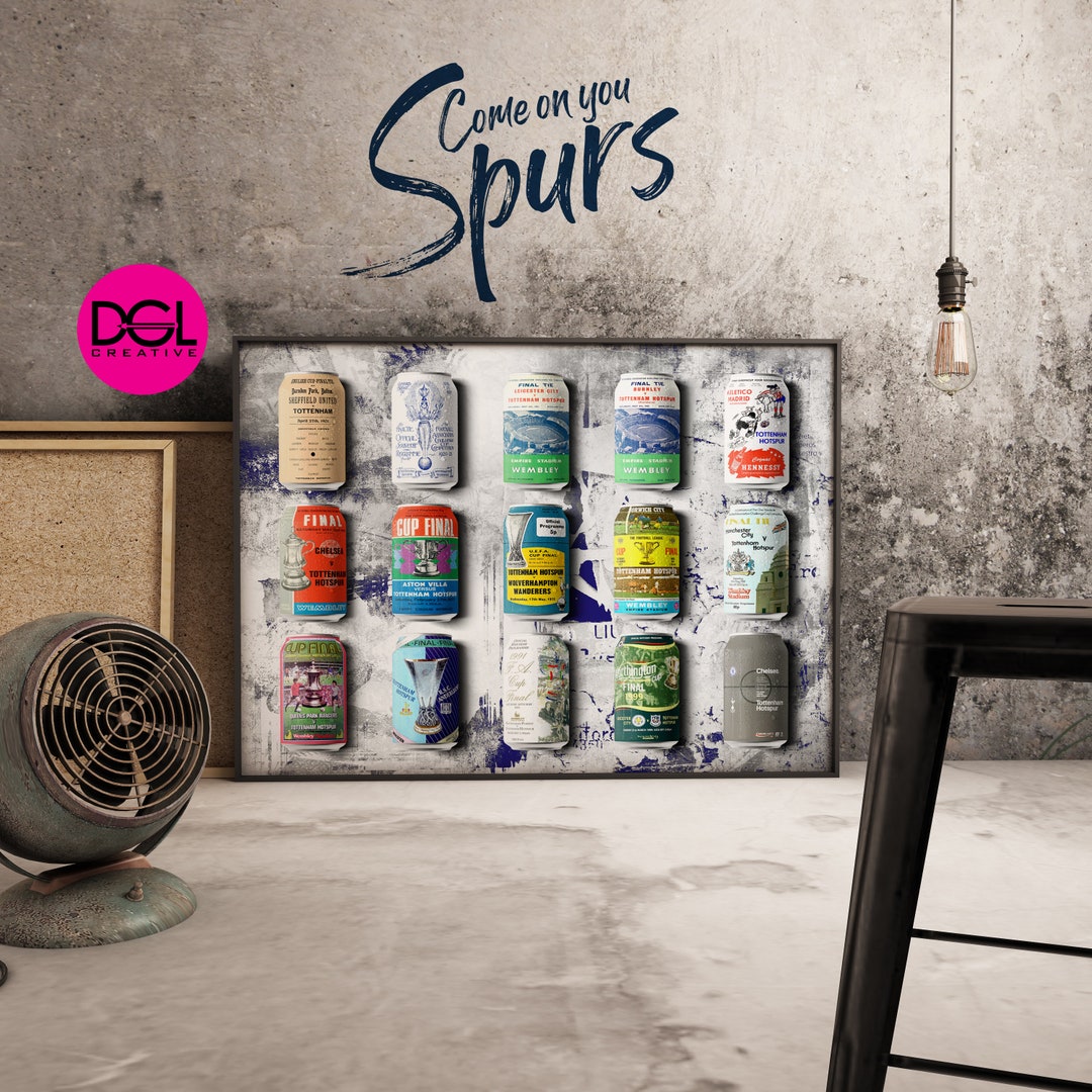 Tottenham Hotspur SPURS Cup Final Trophies Programmes Beer Can Art ...
